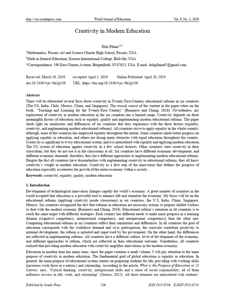 Texte Pays Differents | PDF | Creativity | Teachers