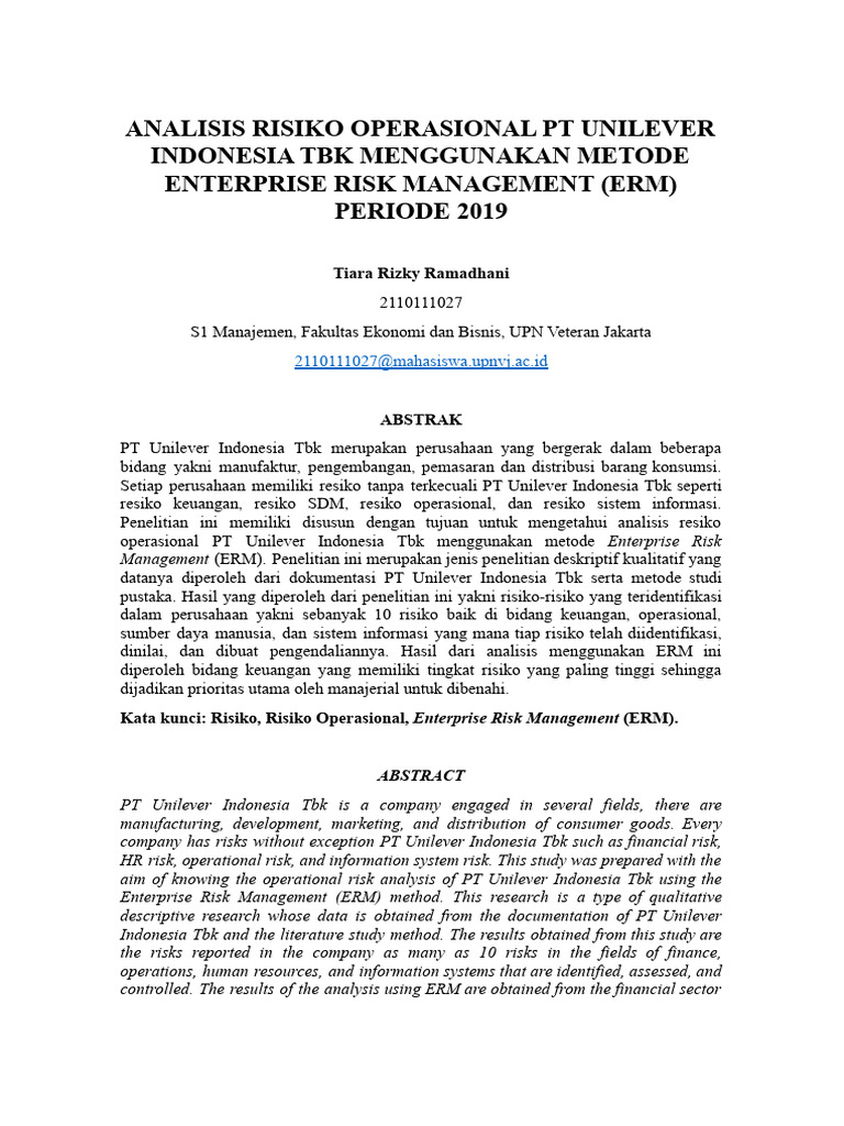 contoh artikel risk register | PDF