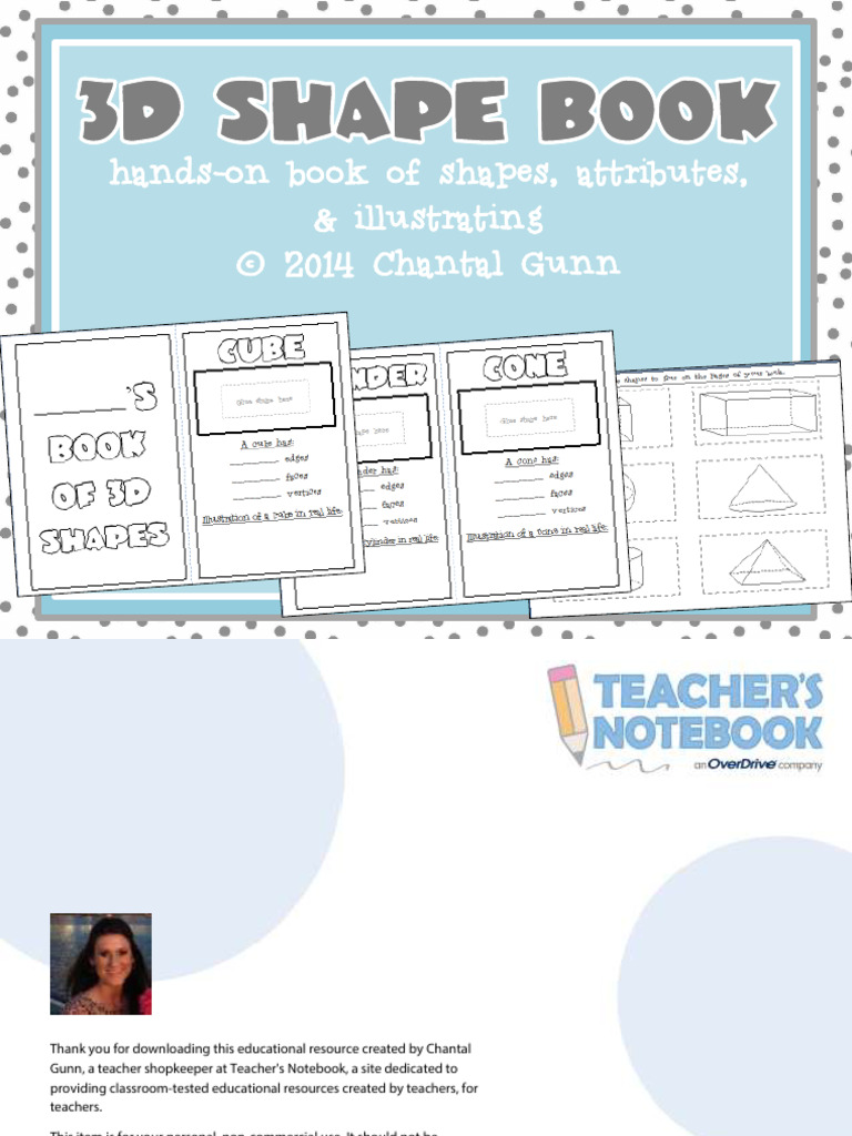 Chantal Gunn - 3D Shape Bundle! Student Cut & Glue Book and Matching ...