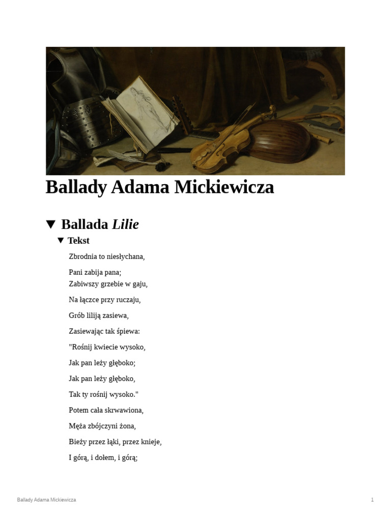 Adam Mickiewicz Ballady | PDF