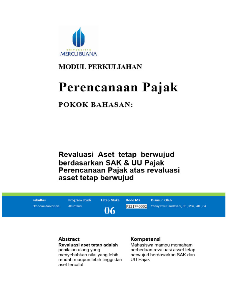 Modul Perencanaan Pajak (TM6) | PDF | Pengelolaan Keuangan & Uang