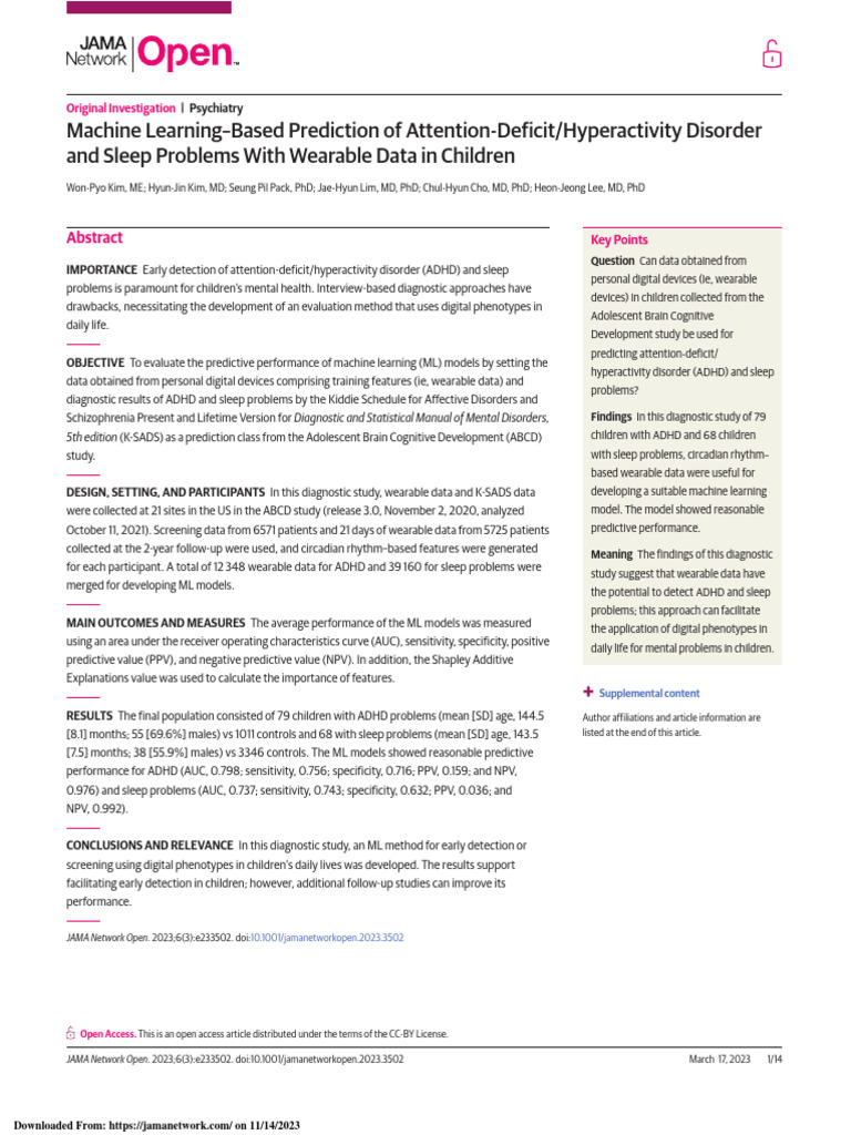 2023 Machine Learning-Based Prediction of AttentionDeficitHyperactivity Disorder and Sleep ...