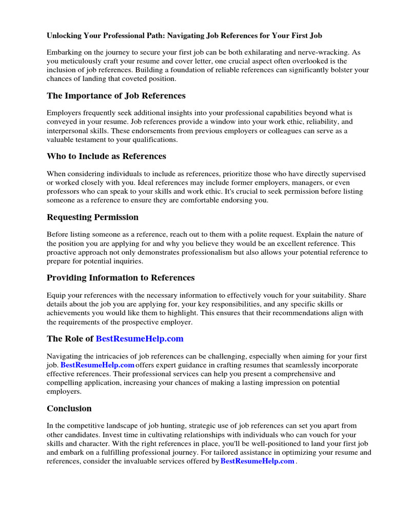 Job References First Job | PDF | Employment | Brand