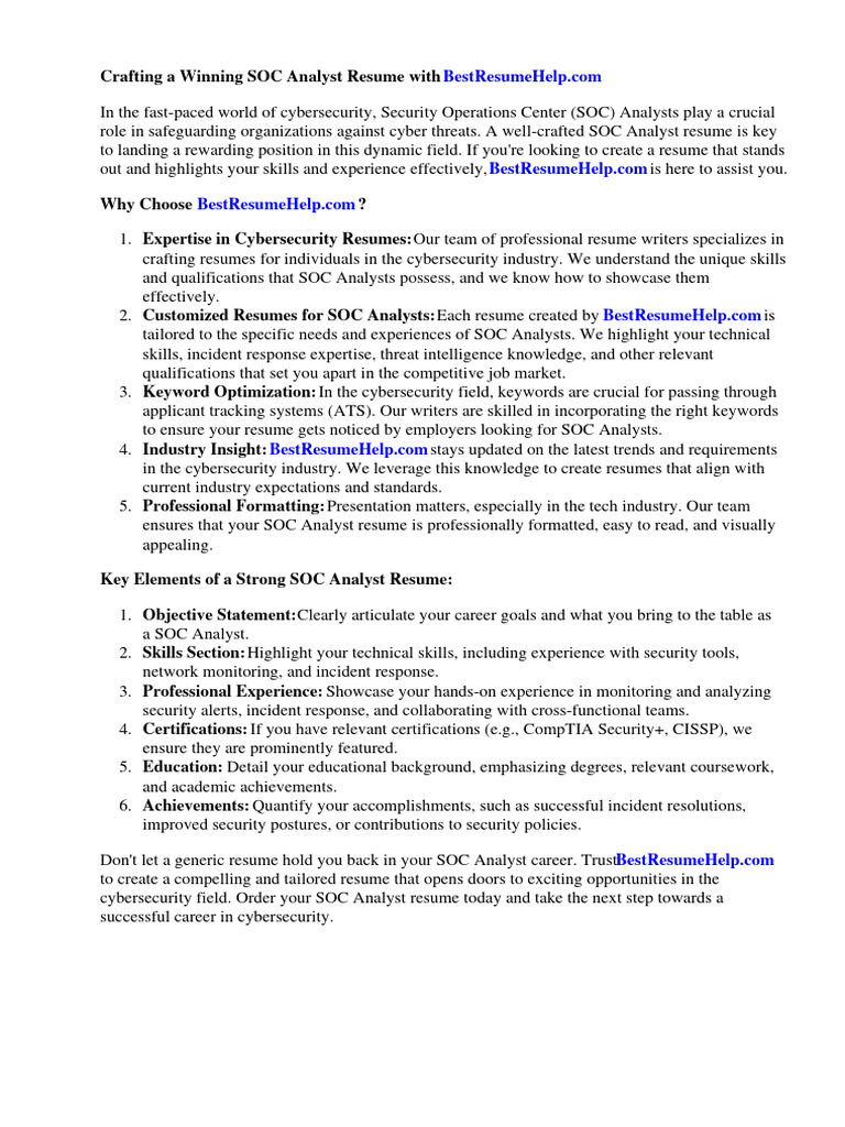 Soc Analyst Resume | PDF | Security | Computer Security