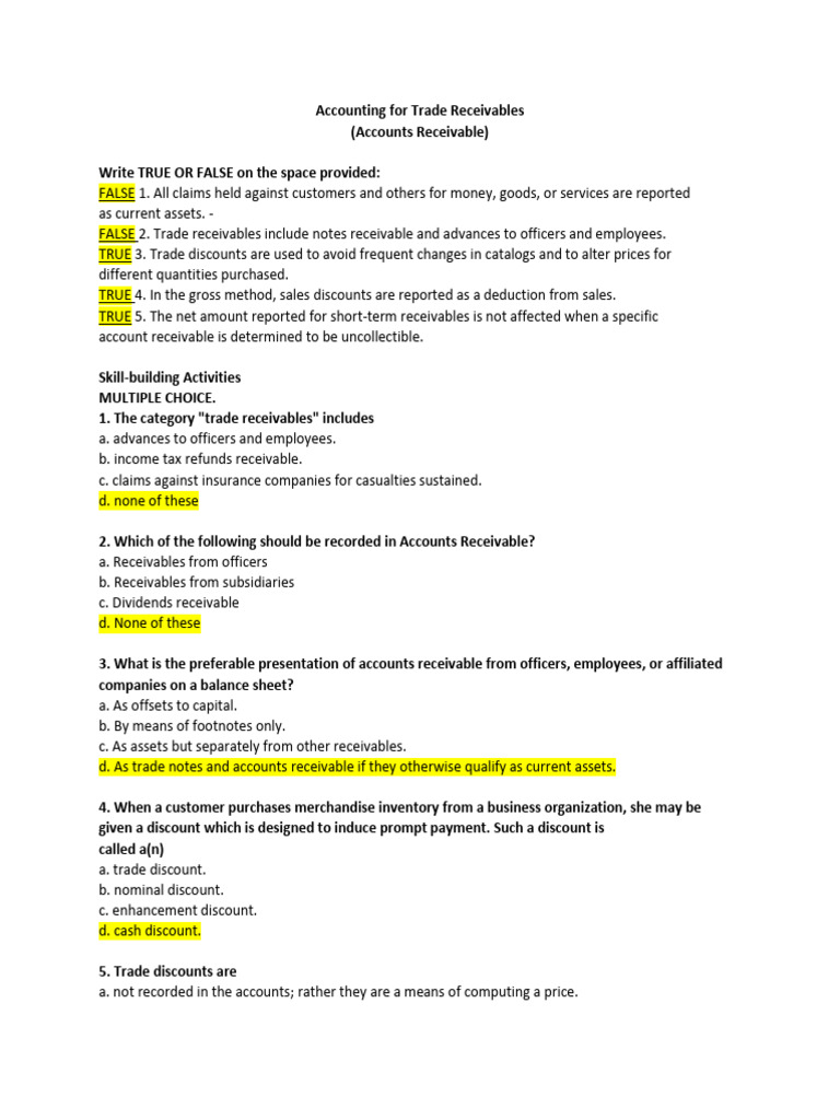 Accounting For Trade Receivables | PDF | Debits And Credits | Tax Deduction