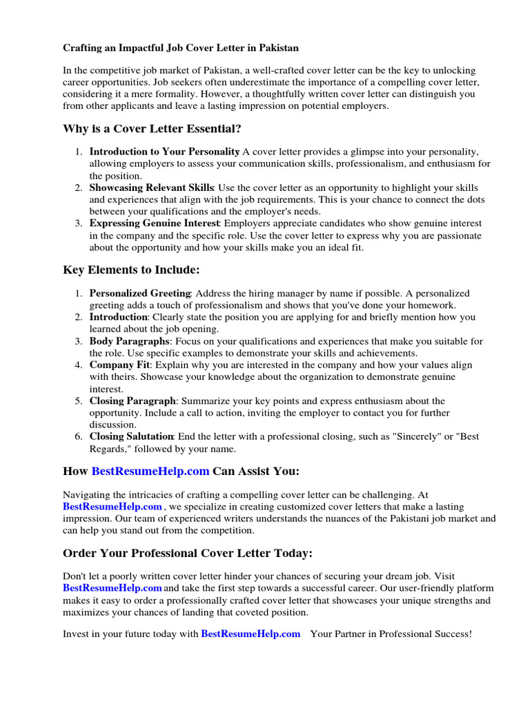 Job Cover Letter Pakistan | PDF