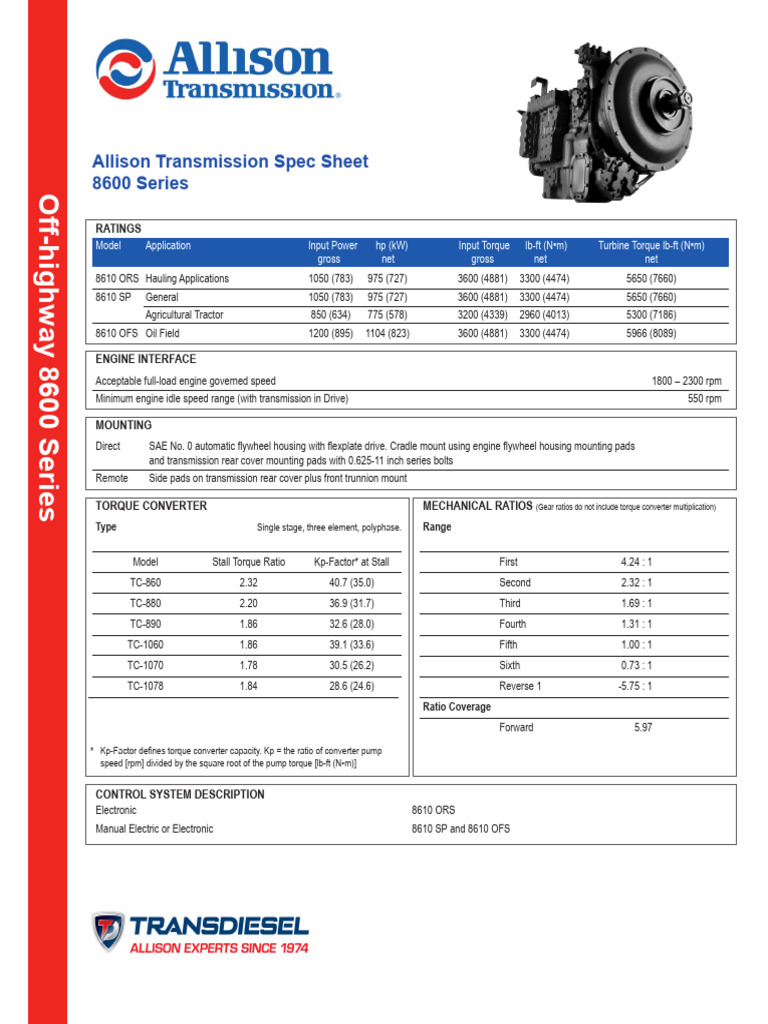 8600 Series Product Brochure 1 | PDF | Machines | Automotive Technologies