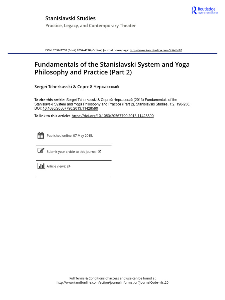 Fundamentals of The Stanislavski System and Yoga Philosophy and ...