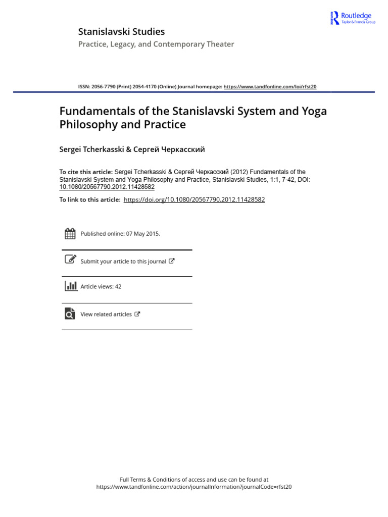 Fundamentals of The Stanislavski System and Yoga Philosophy and ...