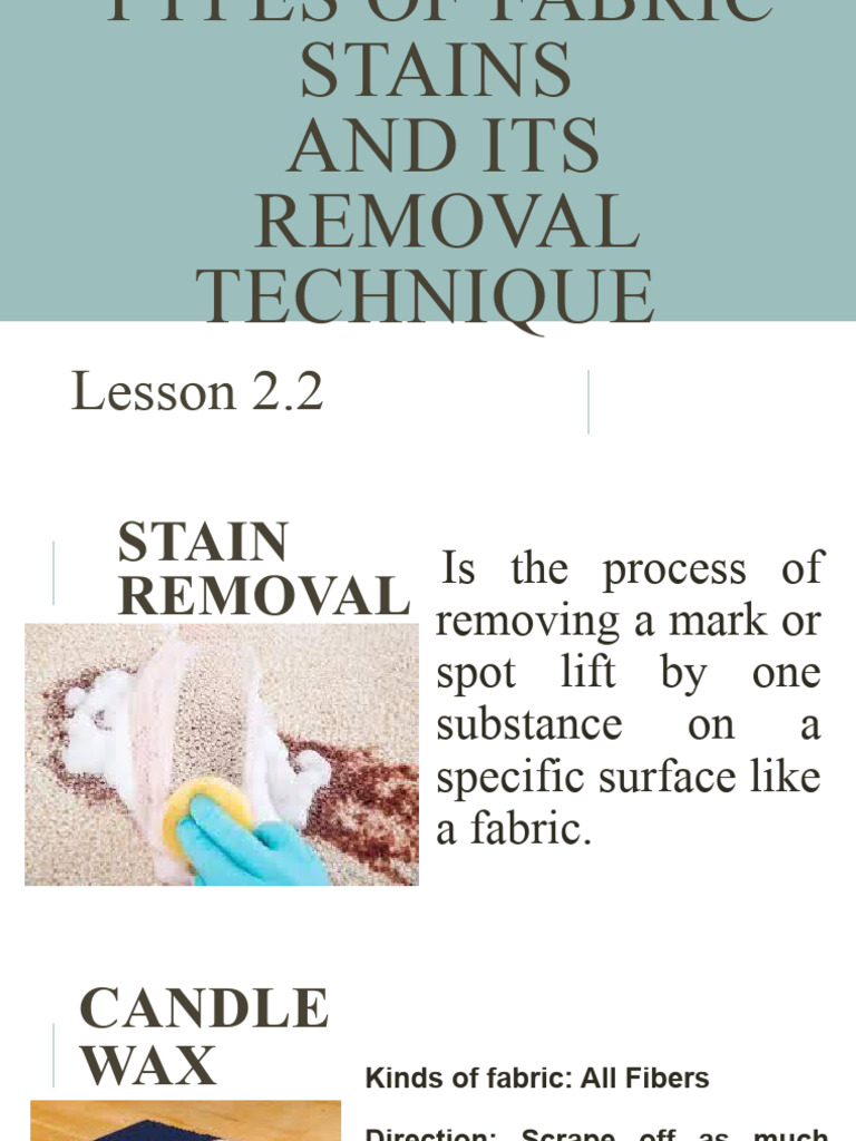 Types of Fabric Stains and Removal Tech | PDF | Textiles | Materials