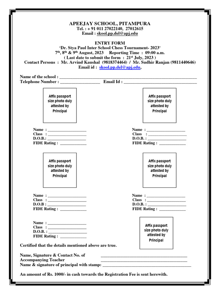 Letter & ENTRY FORM | PDF | Chess