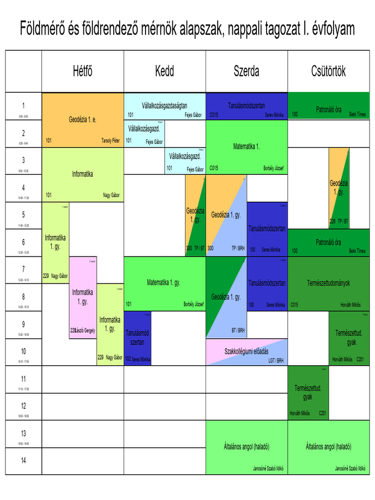 Orarend 2023 Osz 0512 | PDF