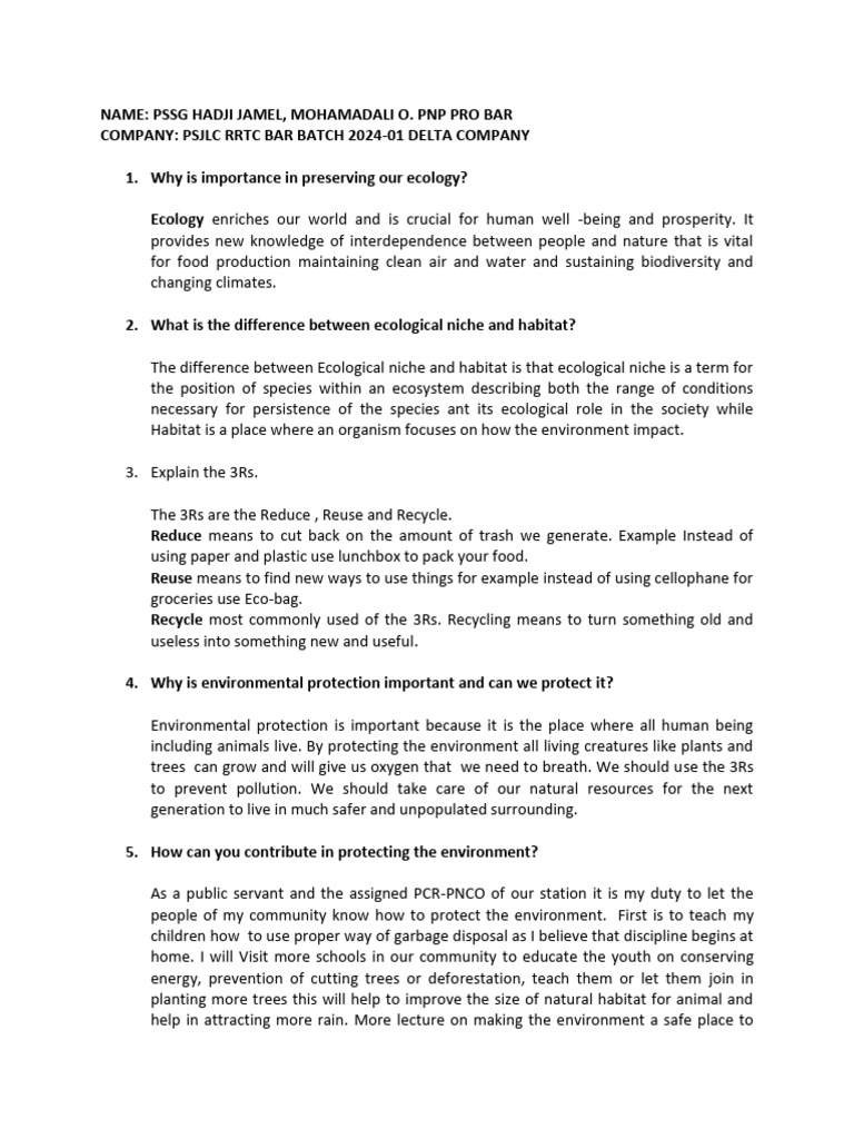 Importance of Ecology and Environmental Protection | PDF ...