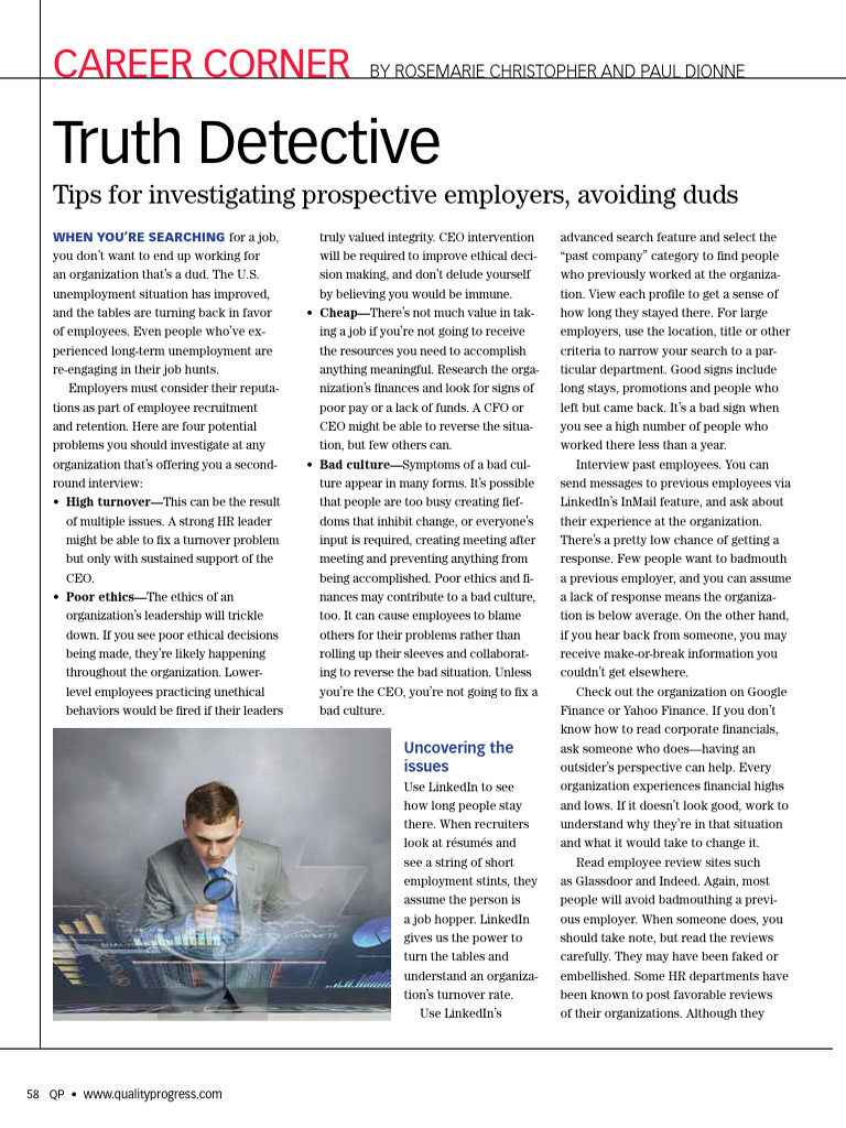 Truth Detective | PDF | Employment | Business