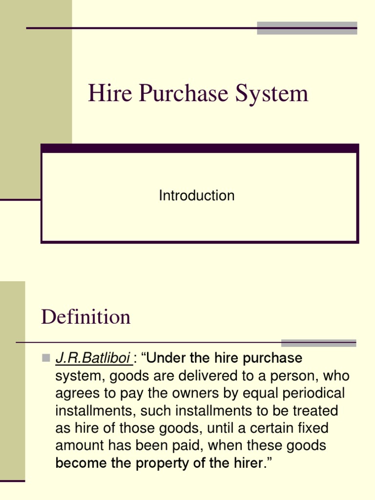 Hire Purchase System Overview | PDF | Depreciation | Taxes