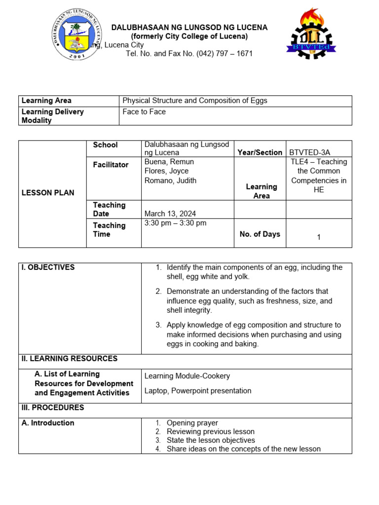 LESSONPLAN | PDF | Yolk | Egg