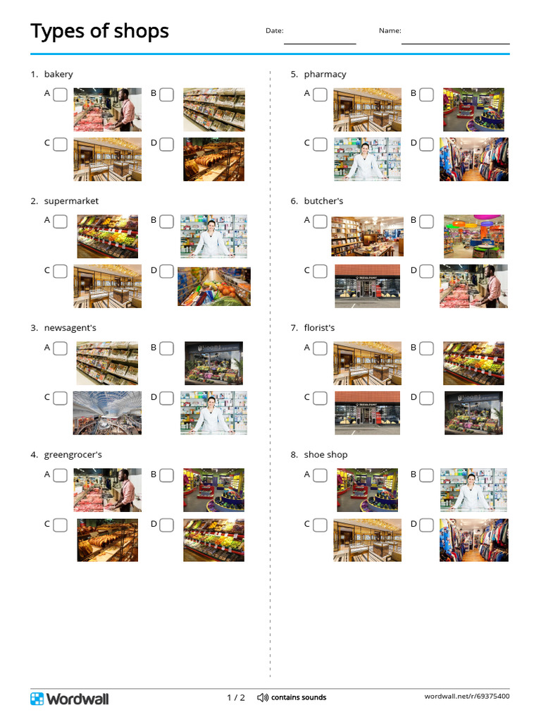 Types of Shops Quiz | PDF