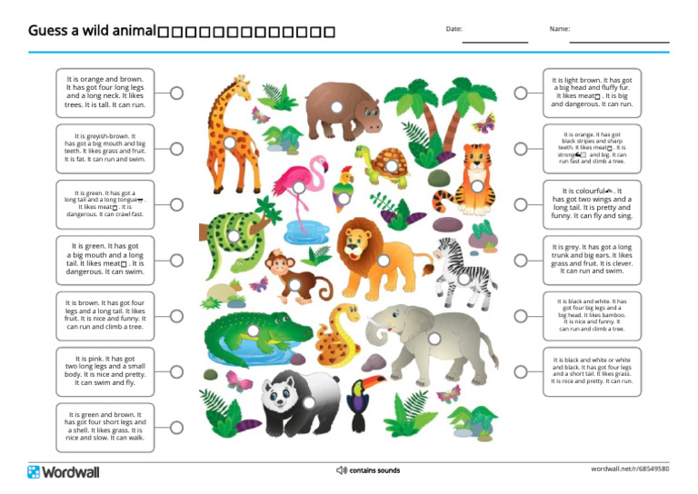 Guess A Wild Animal Labelled Diagram | PDF