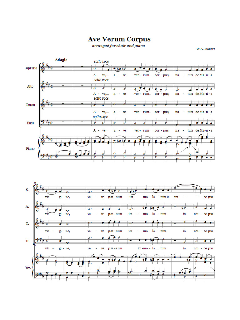Ave Verum Corpus Mozart | PDF