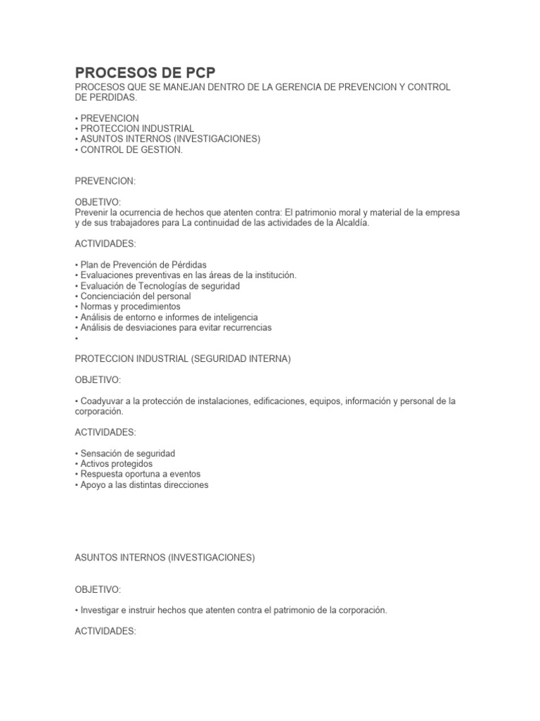 Procesos de PCP | PDF | Gestión de la calidad | Calidad (comercial)