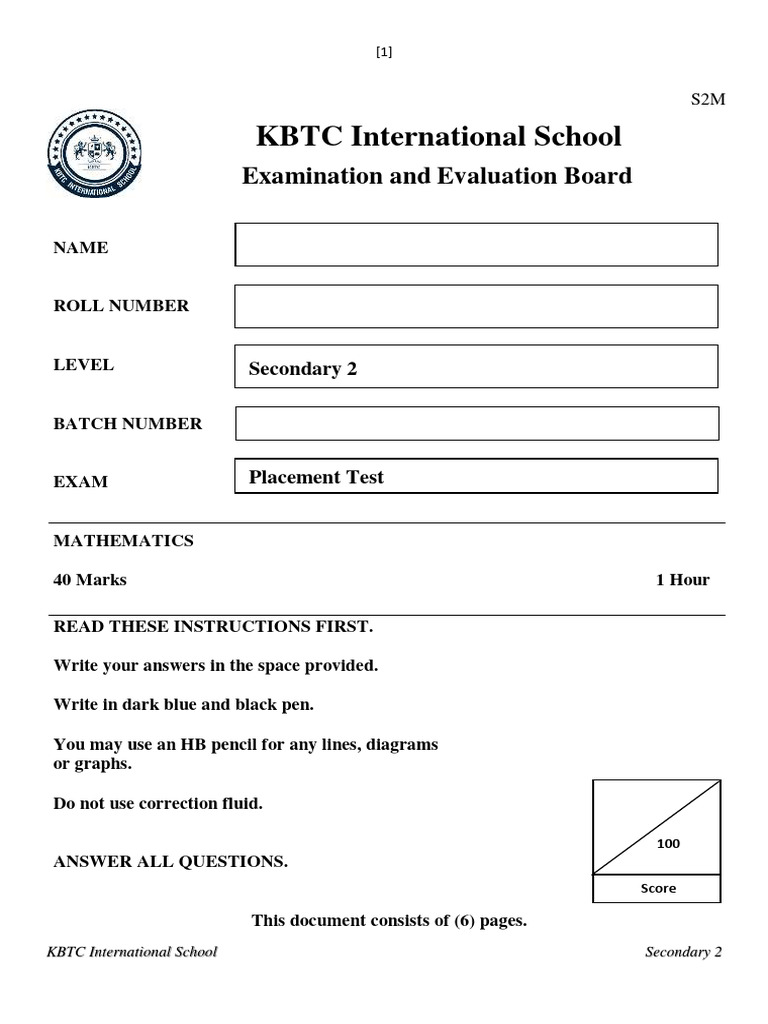 S2 Placement Test | Download Free PDF | Standardized Tests ...