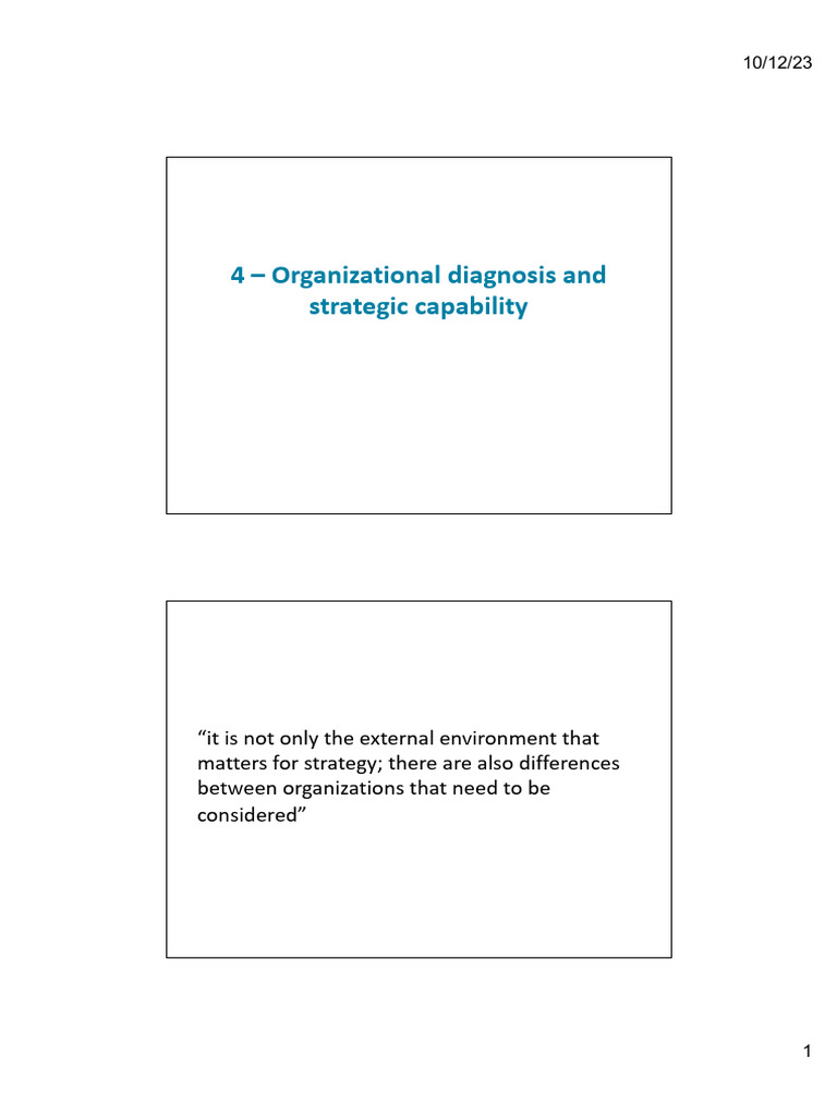 4 - Organizational Diagnosis and Strategic Capability | PDF | Swot Analysis | Business