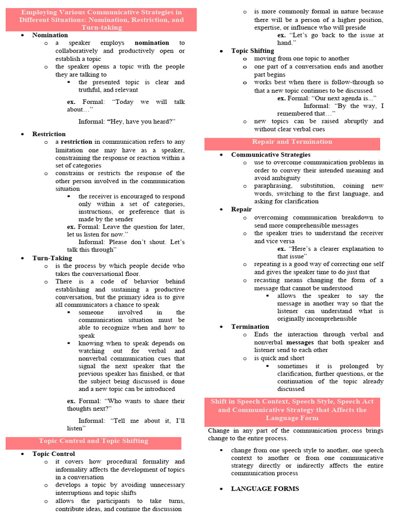 Oral Communication_2nd Quarter Reviewer | PDF | Communication | Nonverbal Communication