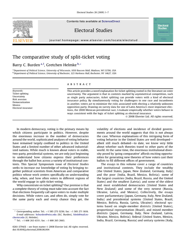 Barry C. Burden & Gretchen Helmke | PDF | Voting | Elections