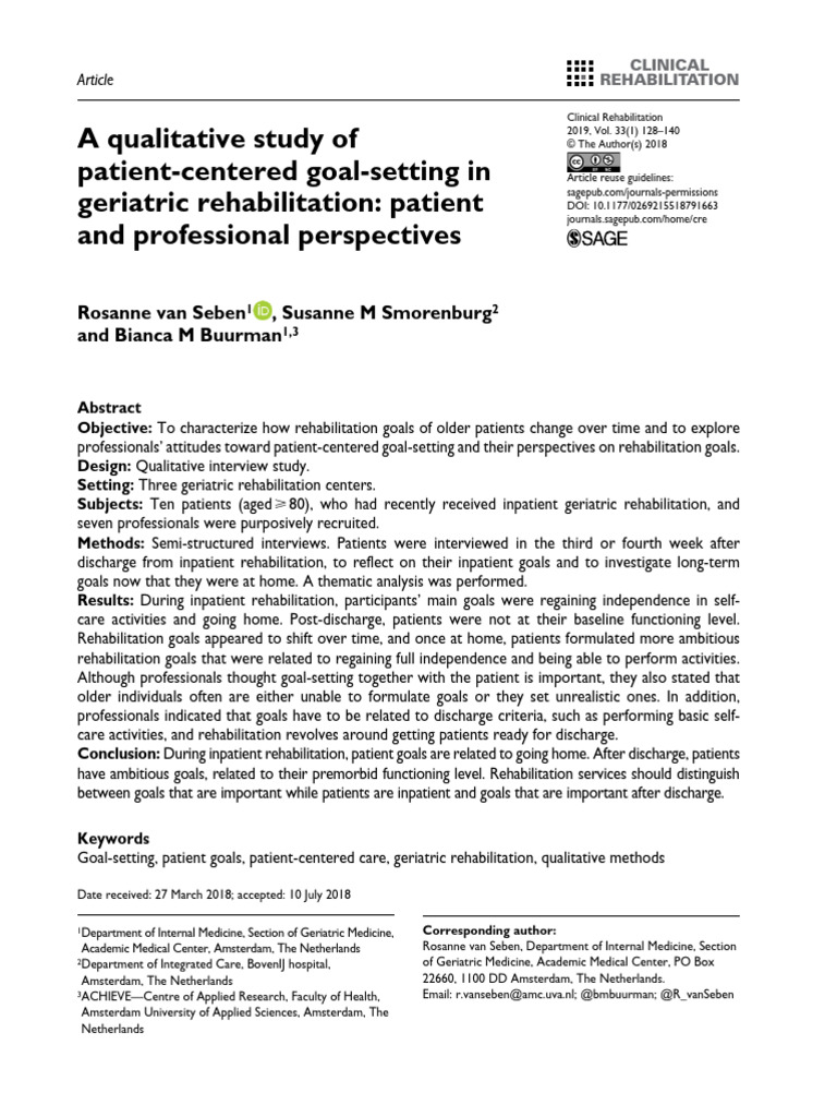 A Qualitative Study of Patient-Centered Goal-Setting in Geriatric ...