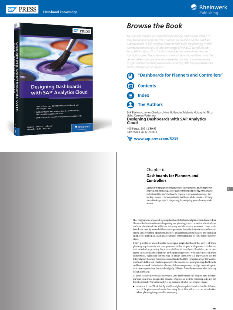 Reading Sample Sap Press Designing Dashboards With Sap Analytics Cloud ...