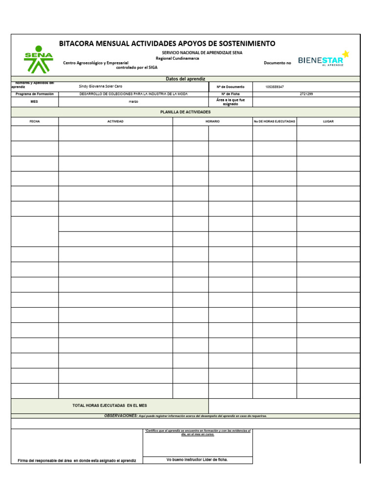 Formato Bitacora de Actividades Actualizado | PDF