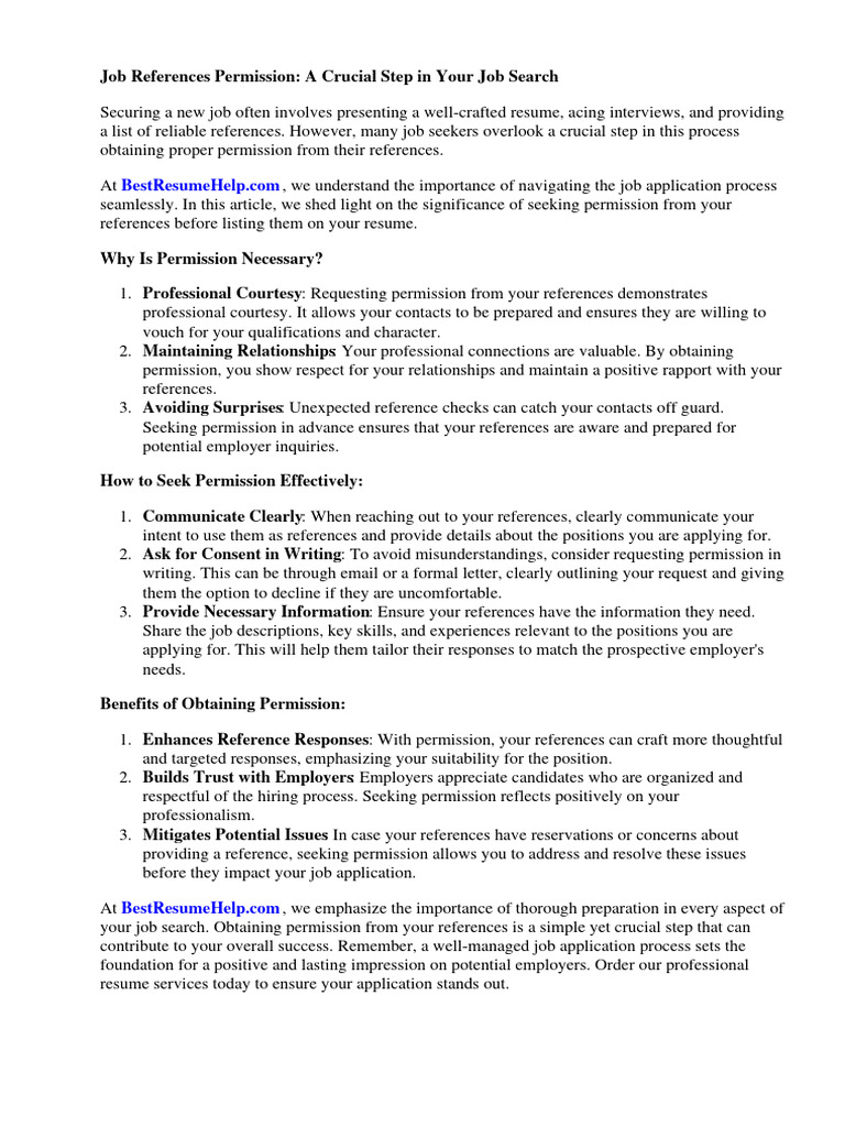 Job References Permission | PDF