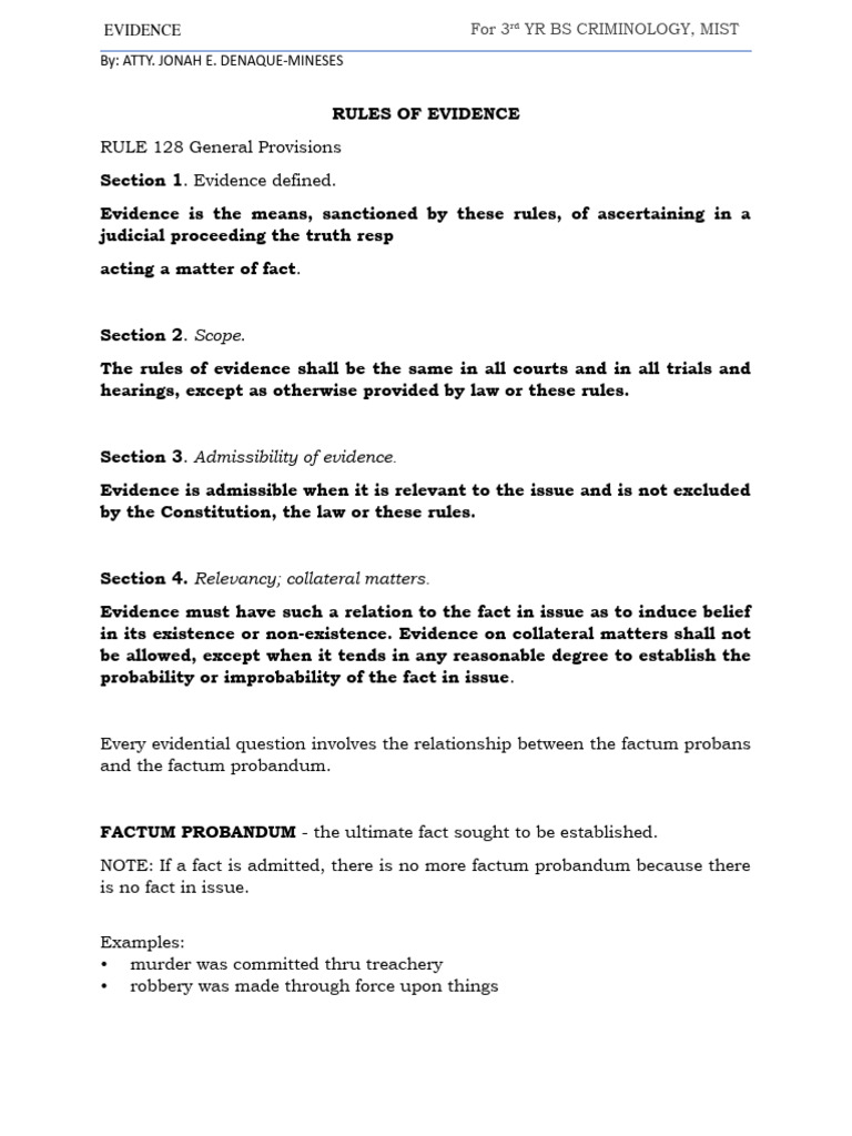 Rules of Evidence Feb 20 | PDF | Evidence (Law) | Evidence