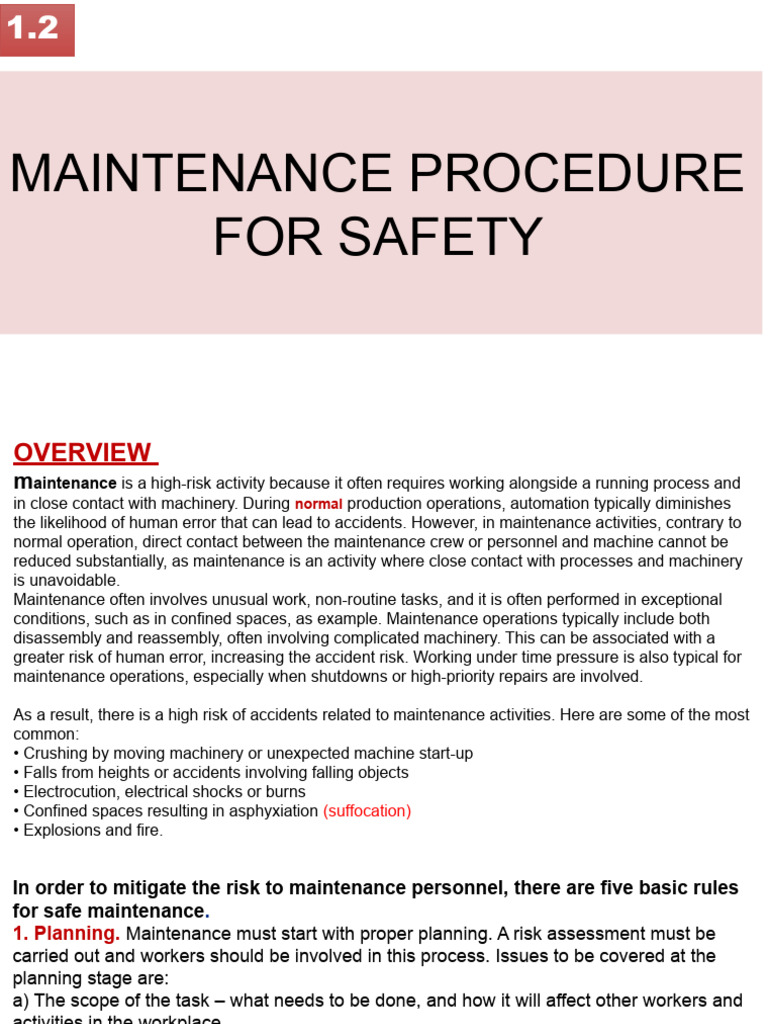 Maintenance Safety L3 Pre Ori 1.2 | PDF | Safety | Occupational Safety ...