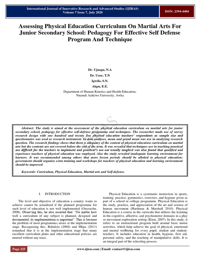 Assessing Physical Education Curriculum Pdf Curriculum Teachers