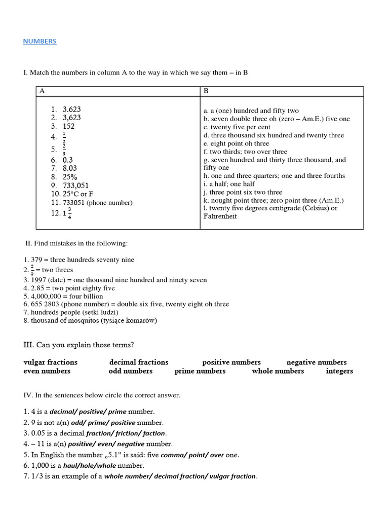 Number Pronunciation and Types Guide | PDF