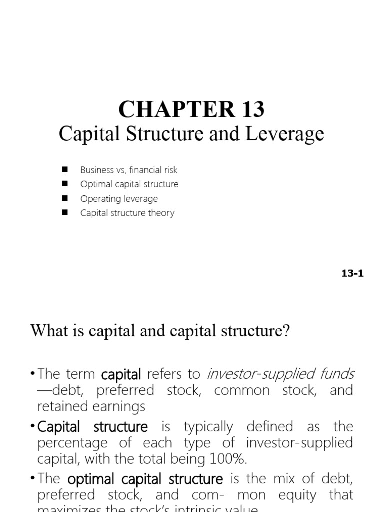 Ch13 Capital Structure and Leverage | PDF | Capital Structure | Financial Capital