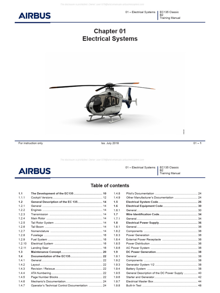 EC135 Classic B2 Electrical Systems Guide | PDF | Helicopter | Helicopter Rotor