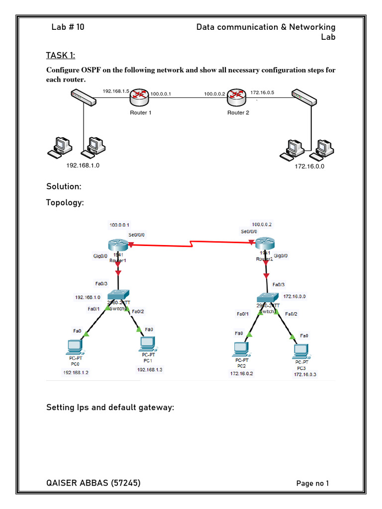 Data Communication Lab 10 Pdf Computer Network Router Computing