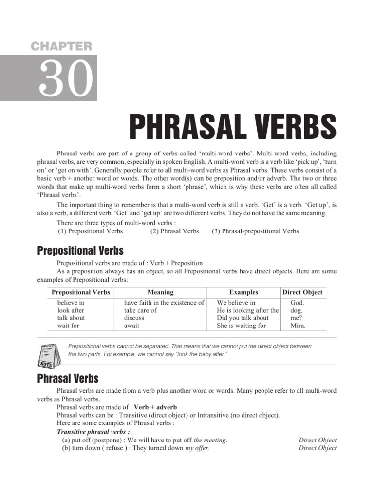 Phrasal verbs | PDF | Verb | Preposition And Postposition