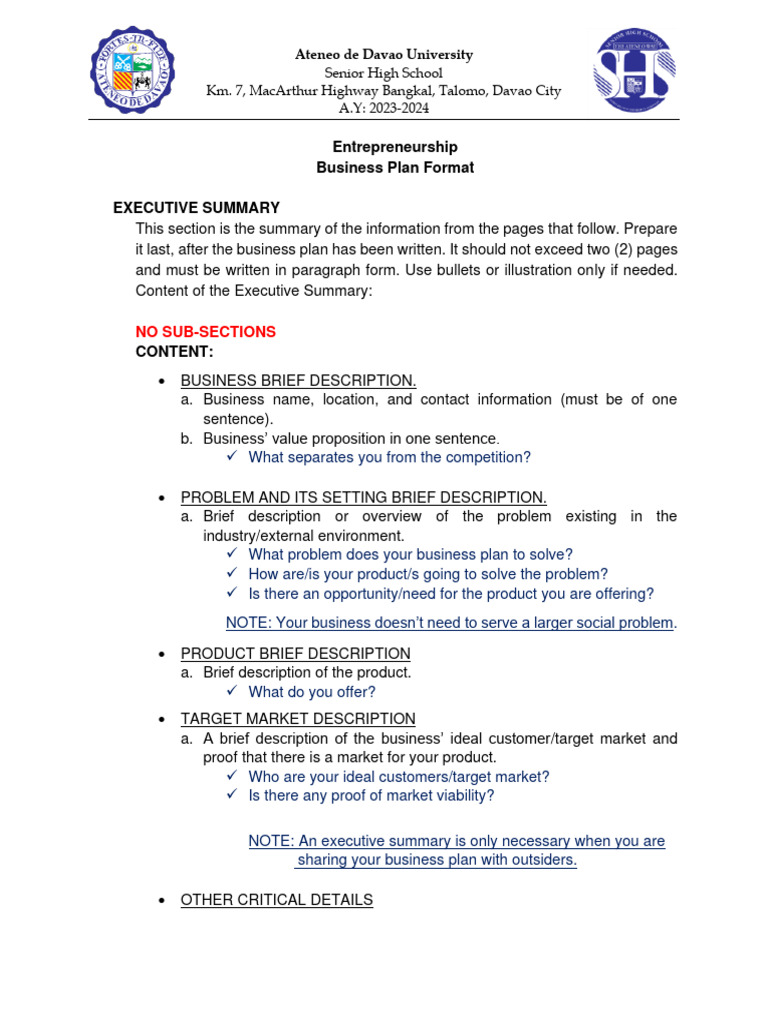 Entrepreneurship Business Plan Guide | PDF | Capital Structure ...