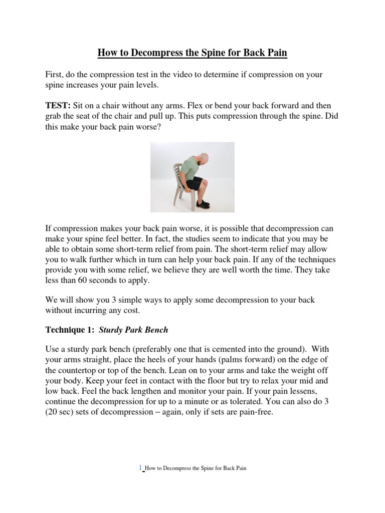 Spine Decompression Techniques for Pain | PDF | Back Pain | Chair