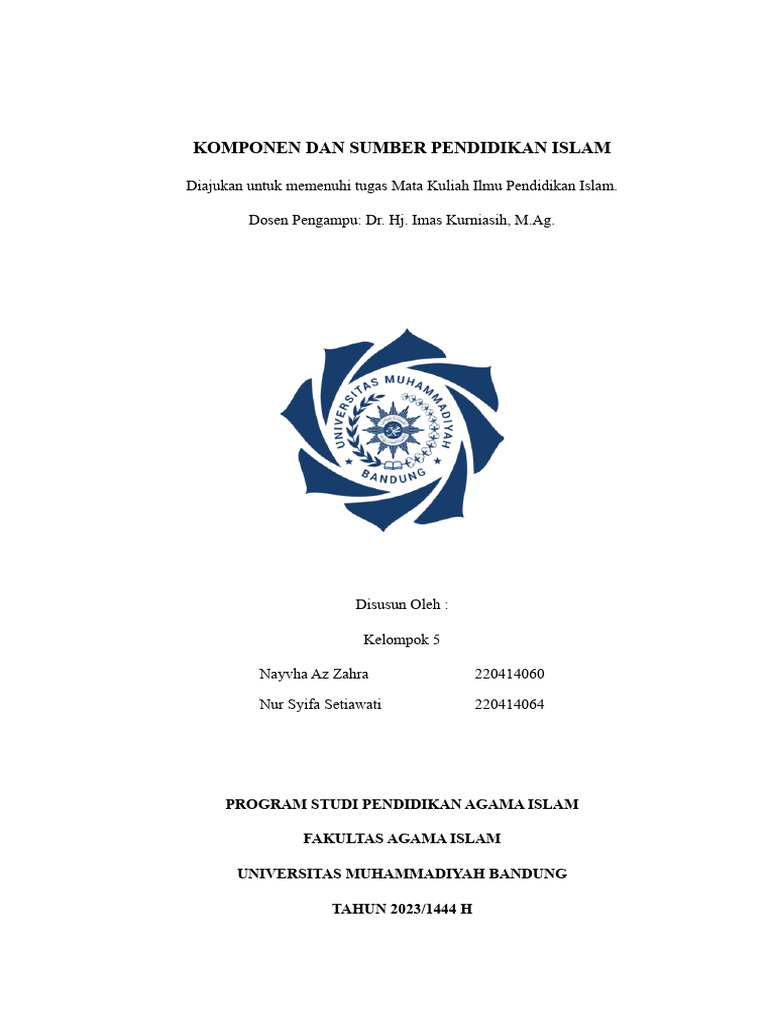 5 - Komponen Dan Sumber Pendidikan Islam - PAI 3A | PDF | Karier & Perkembangan