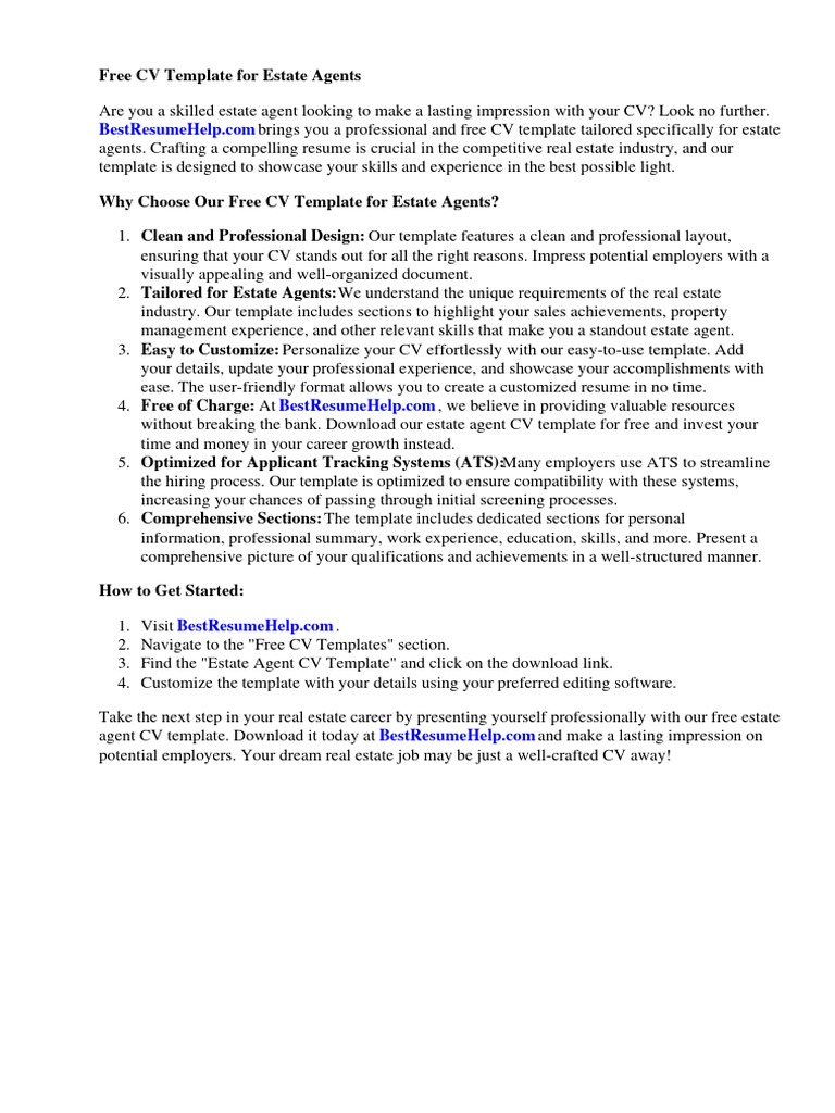 Free CV Template Estate Agent | PDF | Résumé | Http Cookie