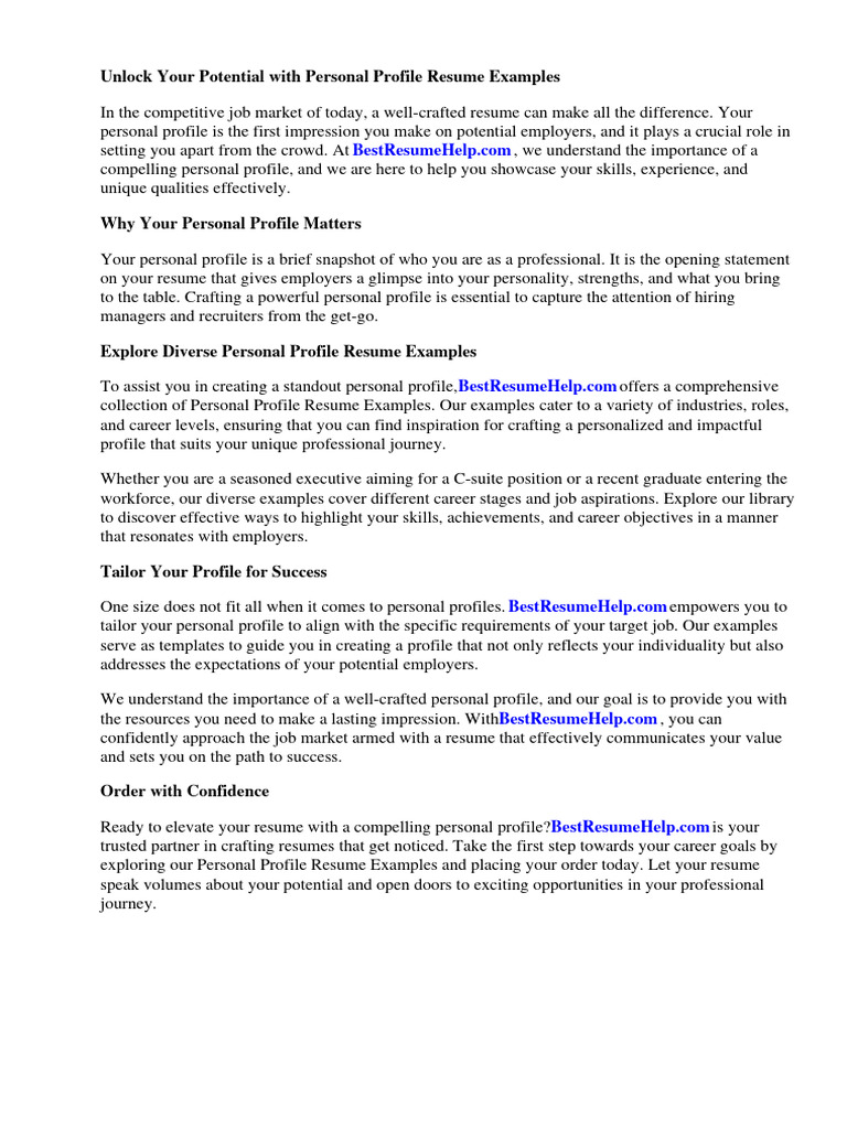 Personal Profile Resume Examples | PDF | Résumé | Http Cookie