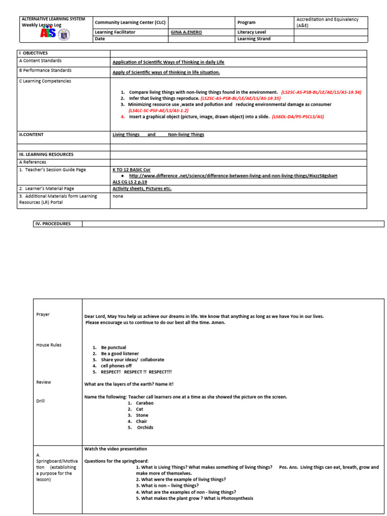 LS3 WLL Perimeter 1 | PDF | Life | Organisms