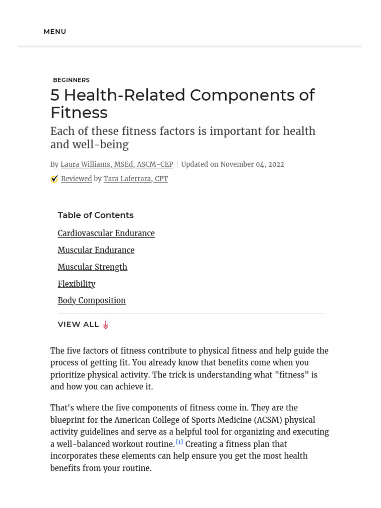 Fitness Factors - 5 Important Components of Fitness | PDF | Physical ...