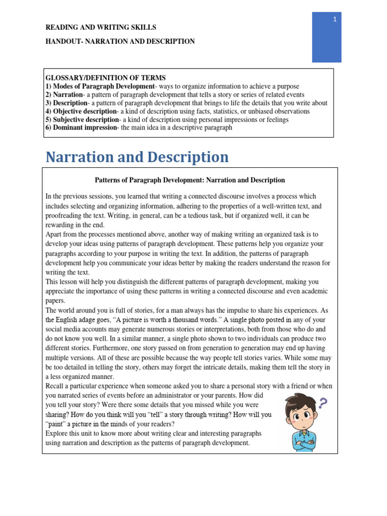 LESSON-4-NARRATION-AND-DESCRIPTION-1 | PDF | Narrative | Narration