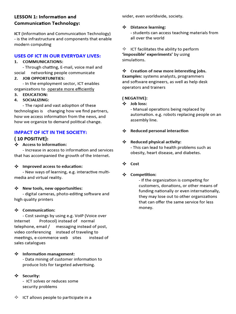 Ict Reviewer | PDF | Information And Communications Technology | Computing