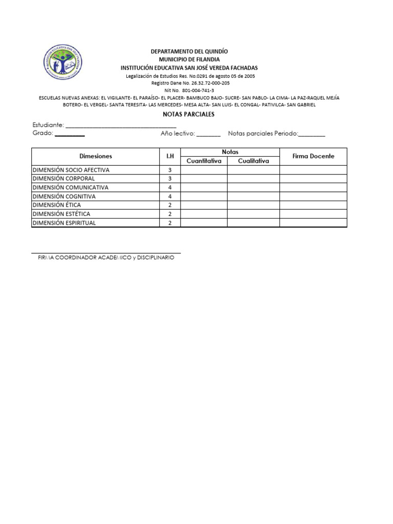 2442 Formato Notas Parciales Pdf Science Observación